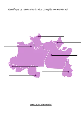 Mapa da Região Norte do Brasil para colorir | Educlub
