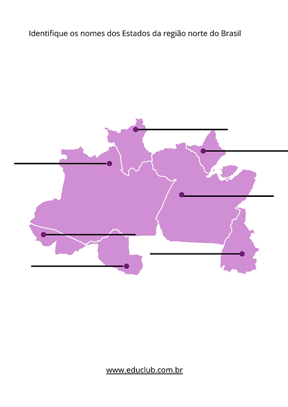 Mapa da Região Norte do Brasil para colorir | Educlub