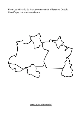 Mapa da Região Norte do Brasil para colorir | Educlub