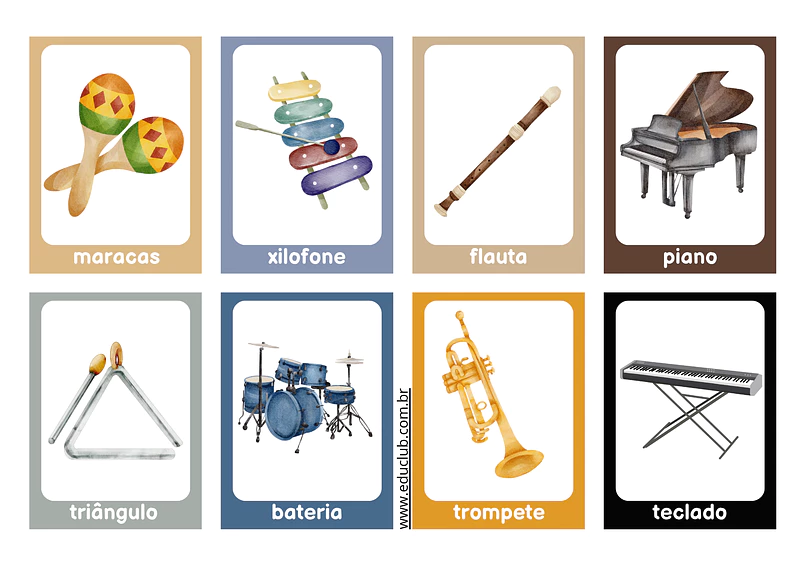 Jogo da memória dos instrumentos musicais | Educlub