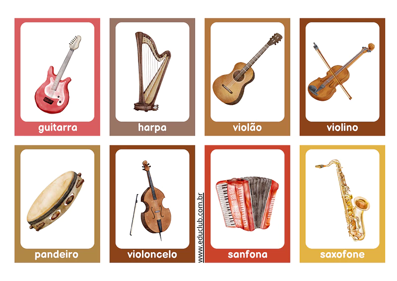 Jogo da memória dos instrumentos musicais | Educlub