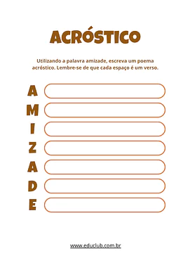 Atividade com acróstico para 1 ano | Educlub