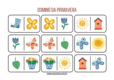 Dominó da primavera para imprimir | Educlub