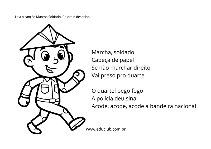 Atividade Marcha soldado cabeça de papel | Educlub